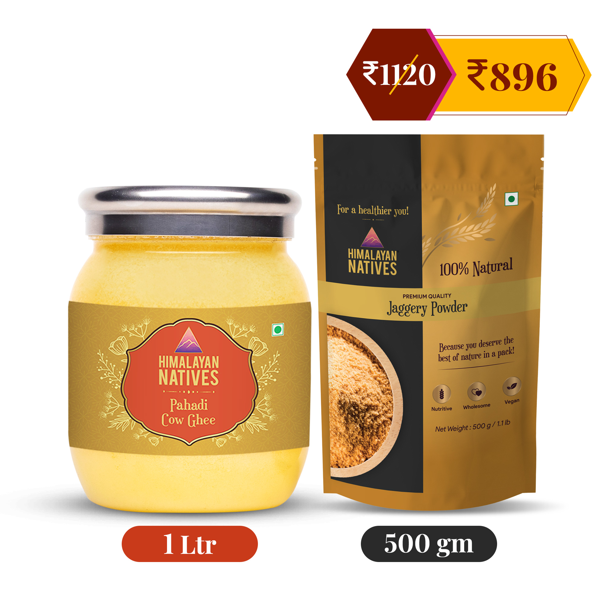 Combo of Pahadi Ghee & Jaggery Powder | Himalayan Natives